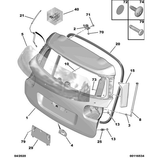 Citroen C5 Air Cross 2018-2021 Diesel Tailgate Prop | 98 170 541 80 | Citroen Direct Parts