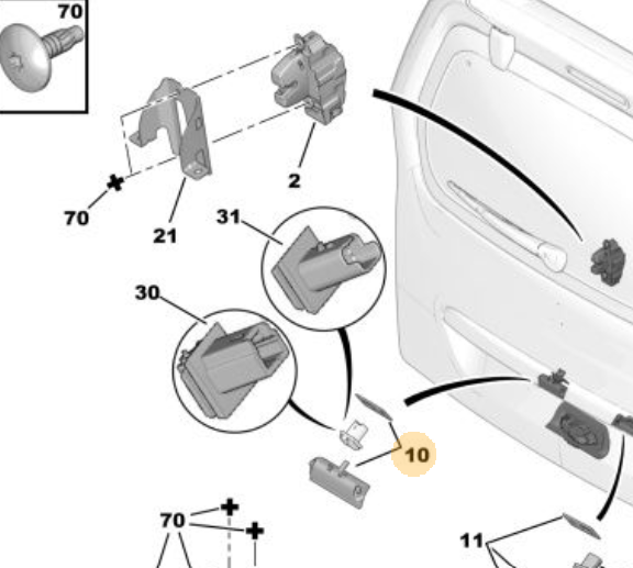Citroen Berlingo 2008-2012 Tailgate Handle | Genuine Citroen Parts