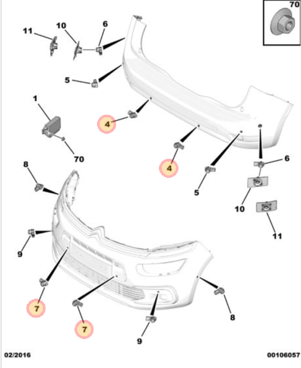 Citroen C4 2010-2017 Centre Rear Parking Sensor | Genuine Citroen Parts
