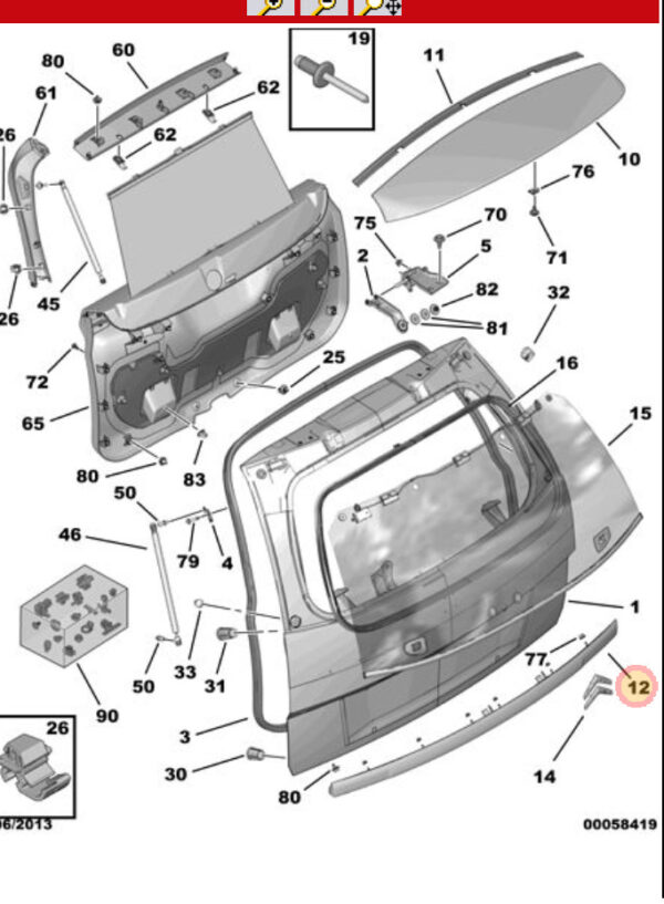 Citroen C4 Picasso Tailgate Trim | Genuine Citroen Parts
