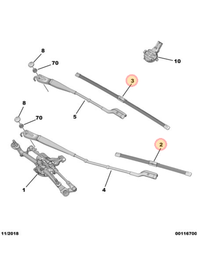 Citroen C5 Air cross Front Wiper Blades | Genuine Citroen Parts