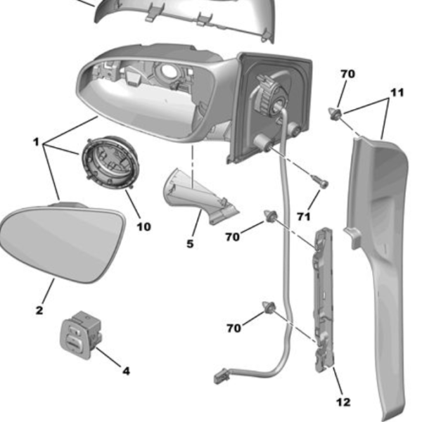 Citroen C3 Right hand Side Door Mirror | Genuine Citroen Parts