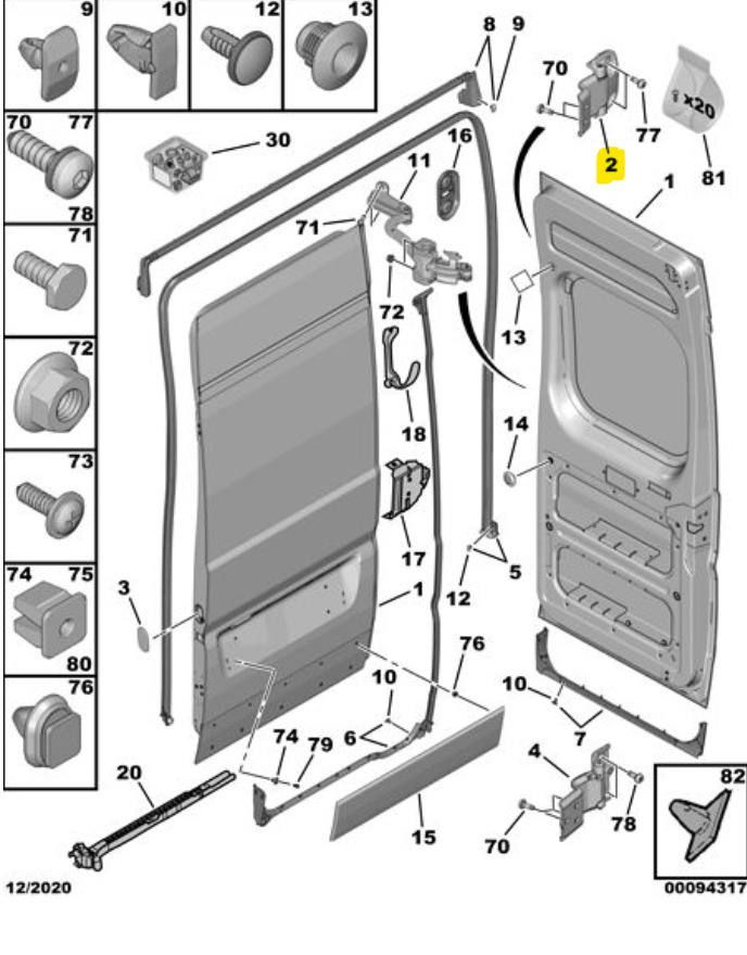 Citroen Relay 2006 -2022 Top Rear Door Hinges Citroen Parts