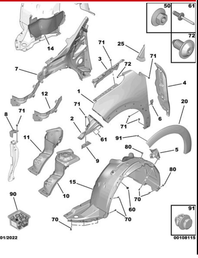 Citroen C3 Left Hand Front Wheel Arch Trim | Genuine Citroen Parts